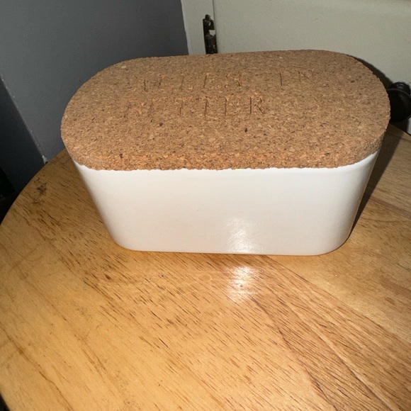 Kitchen | Butter Dish Porcelain Butter Keeper With Cork Lid White By ...